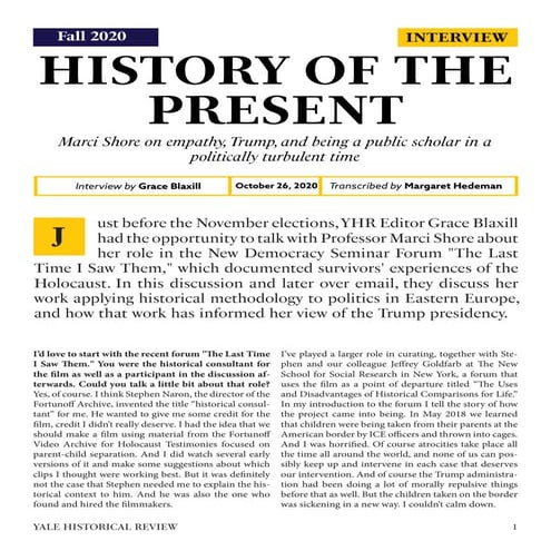 History of the Present: An Interview with Marci Shore | PDF