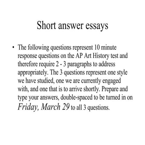 Short Answer Essays | PPT
