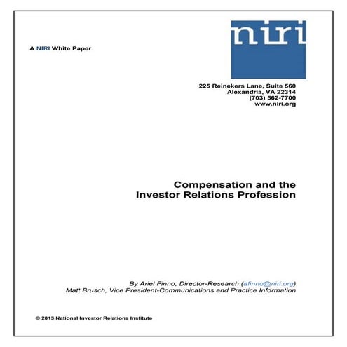 NIRI White Paper: Compensation and the IRO | PDF
