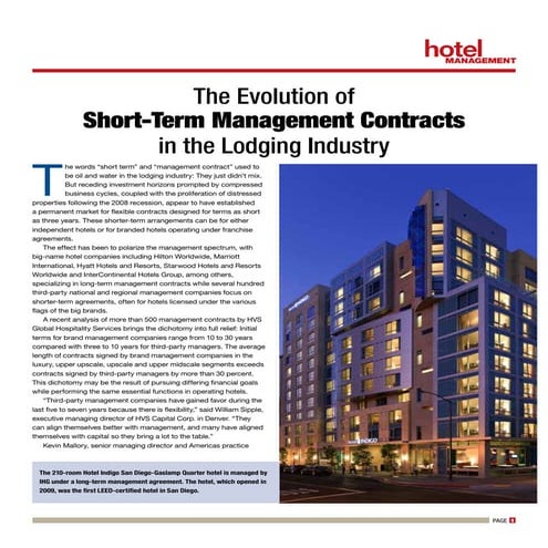 Short term hotel management contract - white paper | PDF
