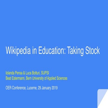 Role of Wikipedia in Modern Education | PDF
