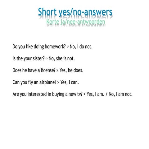 Short yes-no-anwers | PPT