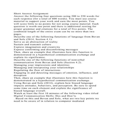 Short Answer AssignmentAnswer the following four questions using 2.docx