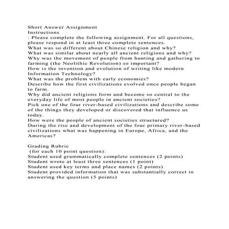 Short Answer AssignmentInstructions Please complete the followi.docx