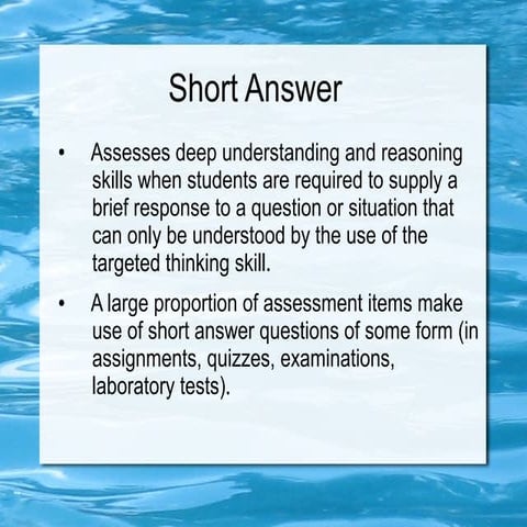 Short Answer Presentation | ODP | Educational Assessment | Education