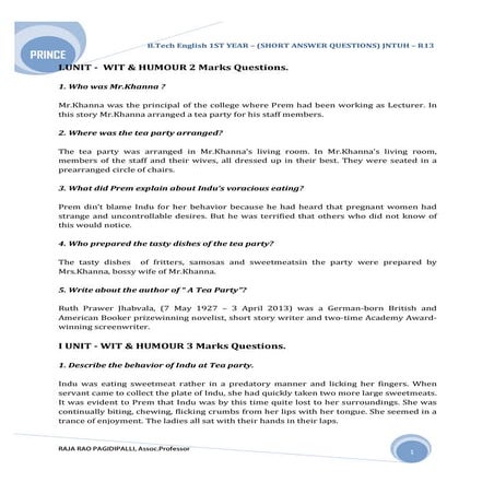 B.Tech 1st Year English Short Answer Questions (2 & 3 Marks) - JNTUH ...