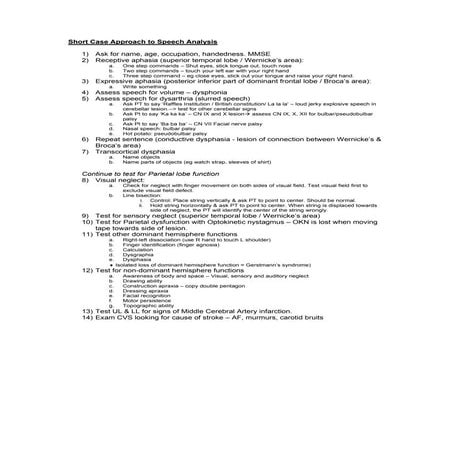 Short case approach to speech analysis summary | PDF