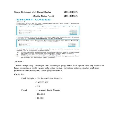 Short case chapter 1 | DOCX