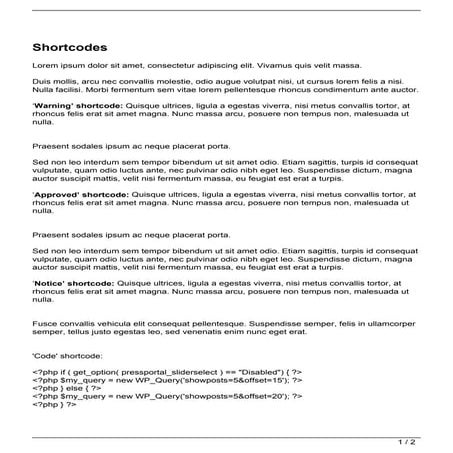 Shortcodes | PDF