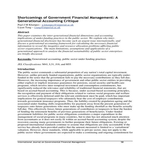 Shortcomings Of Government Financial Management A Generational ...