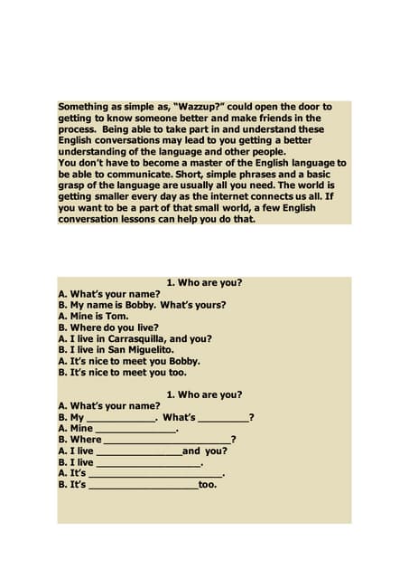 GRADE 1 SPEAKING ACTIVITY | PDF
