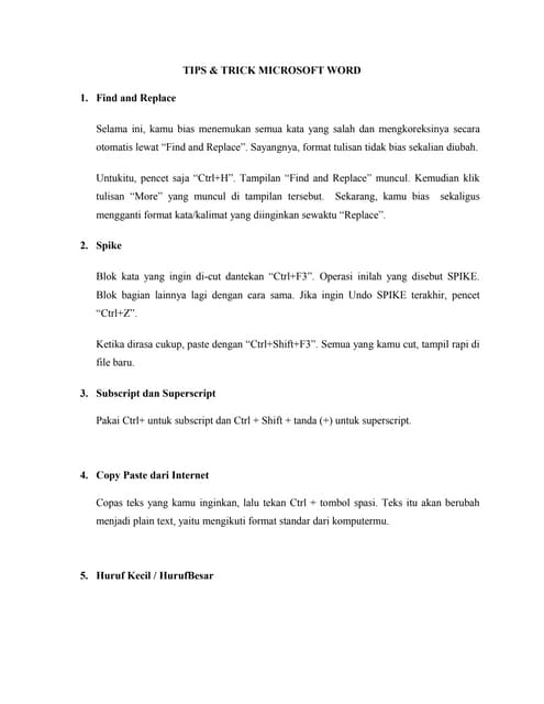 Kumpulan Rumus Cepat Ms. Word | PDF