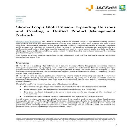 Shorter Loop's Global Vision: Expanding Horizons and Creating a Unified ...