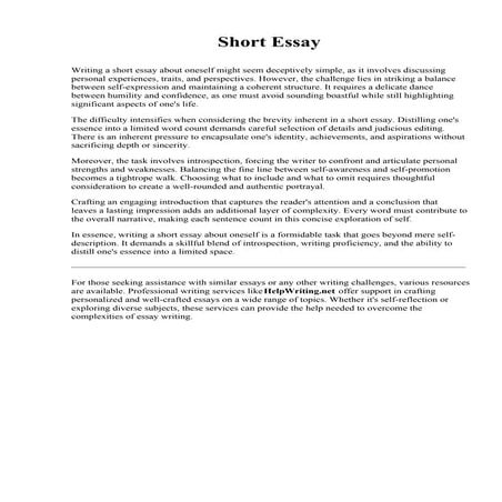Short Essay. West Georgia Technical College | PDF