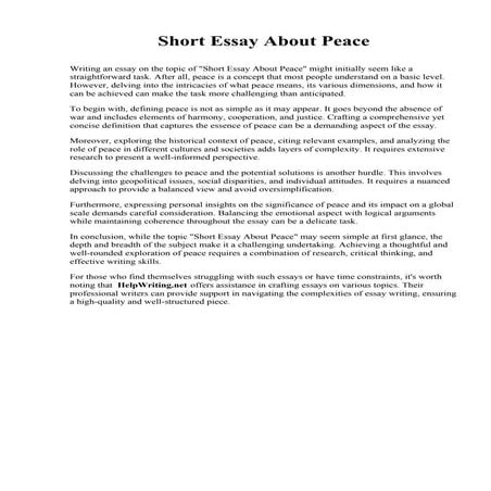 Short Essay About Peace | PDF