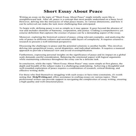 Short Essay About Peace | PDF