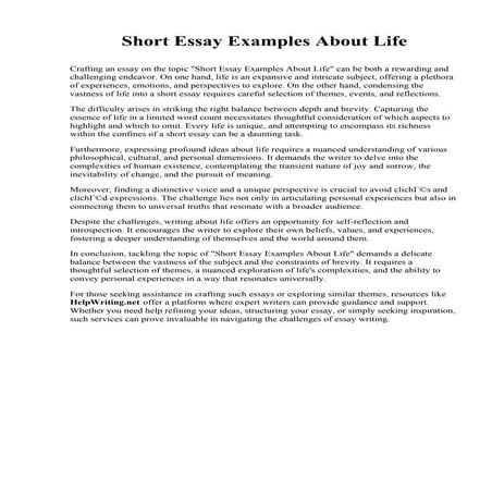Short Essay Examples About Life | PDF