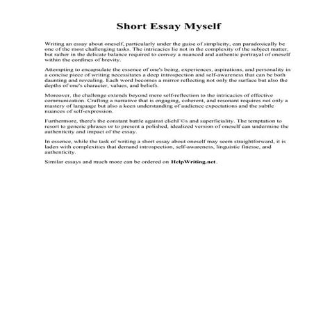Short Essay Myself. The University of Arizona Global Campus | PDF