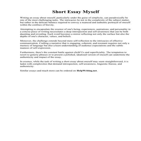 Short Essay Myself | PDF