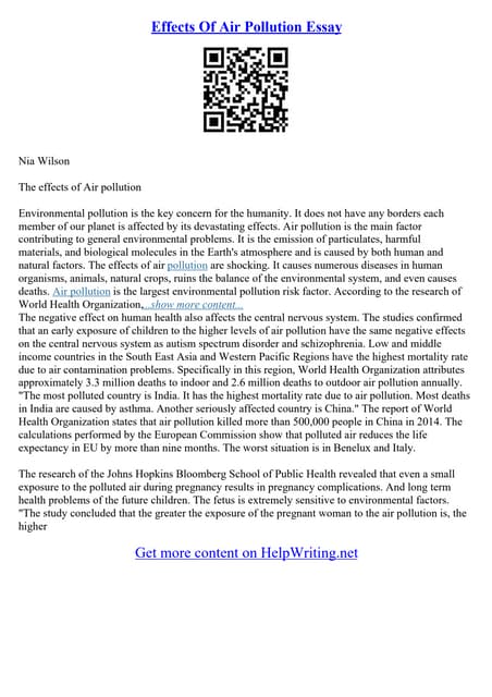 Essay Air Pollution | PDF