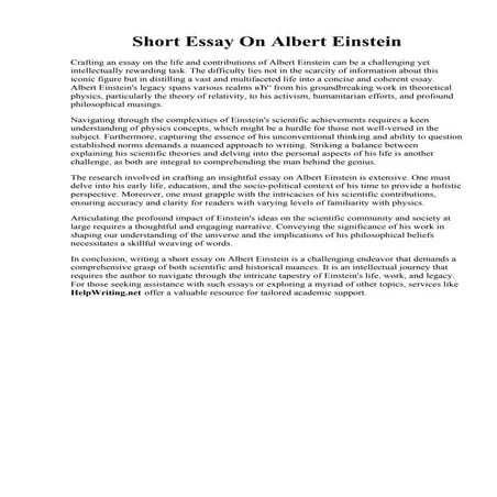Short Essay On Albert Einstein. Albert einstein short note. Paragraph ...
