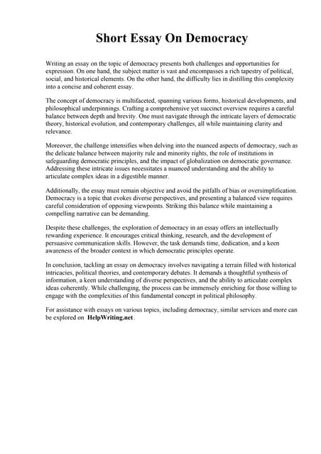 What Is Democracy Essay | PDF