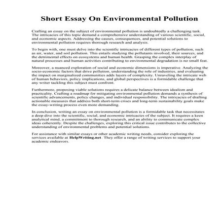 Short Essay On Environmental Pollution. Baruch College CUNY | PDF
