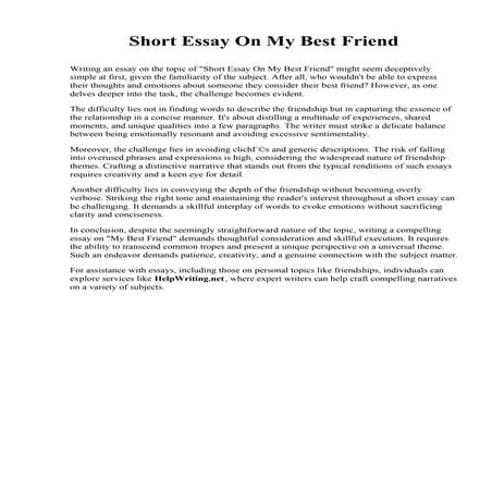 Short Essay On My Best Friend.pdf | Screenwriting | Content Production