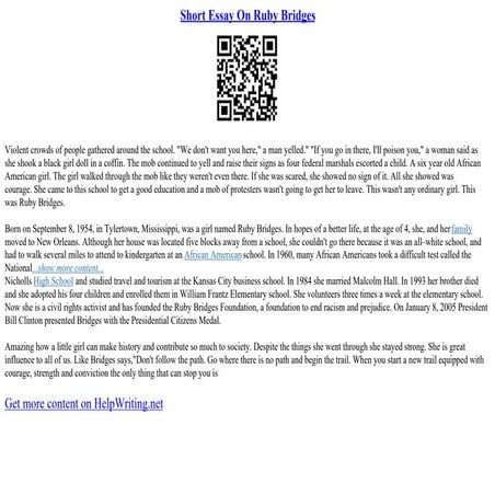 Short Essay On Ruby Bridges | PPT