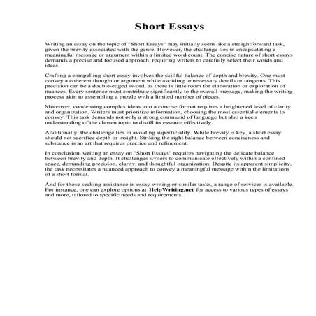 Short Essays.pdfShort Essays | PDF | Freelance Writing | Content Production