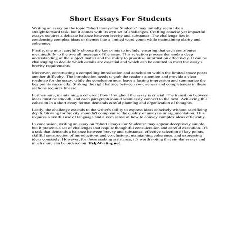 Short Essays For Students | PDF