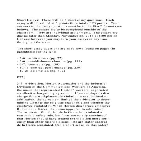 Short Essays There will be 5 short essay questions. Each essay .docx