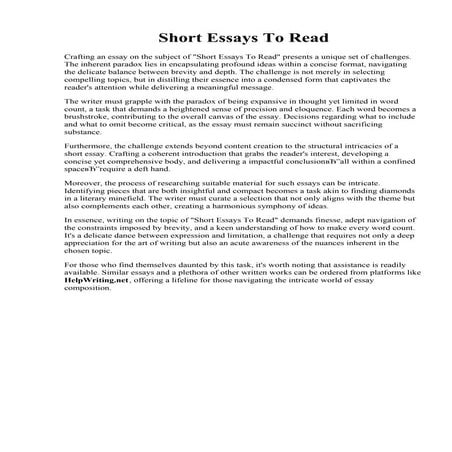 Short Essays To Read | PDF