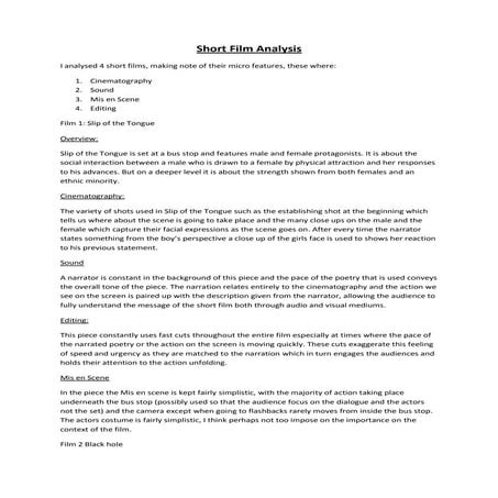 Short film analysis1 | PDF