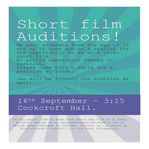 Short film auditions poster | DOCX