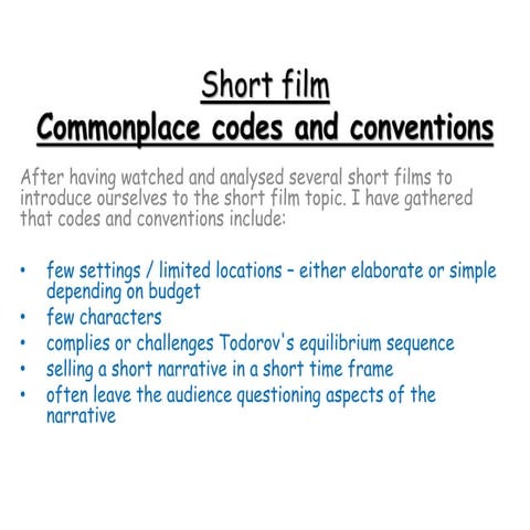 Short film codes and conventions | PPTX | Video Production | Content ...