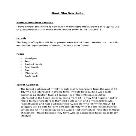 Short film description | DOCX