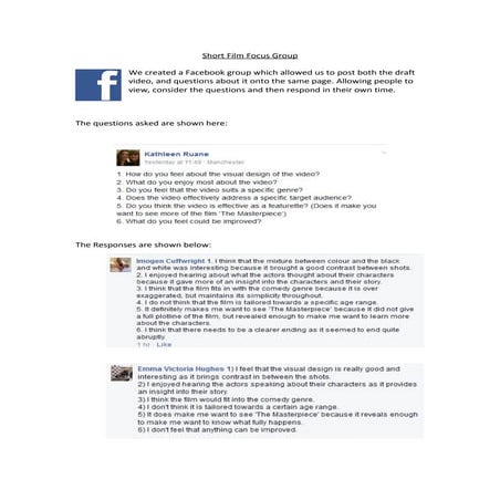 Short film Focus Group | PDF