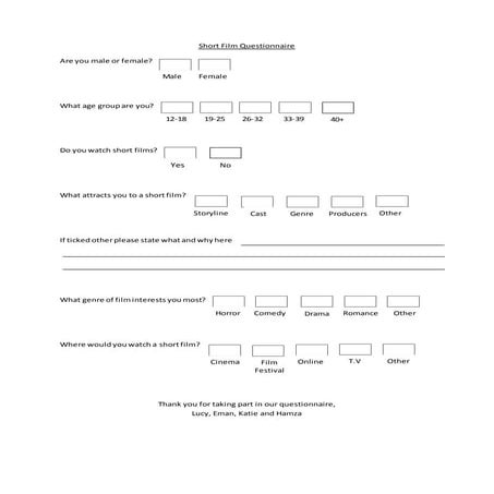 Short Film Questionnaire | DOCX