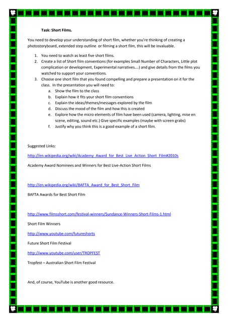 Camera Shots and Angles Task | DOCX