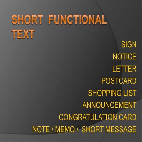 Short Functional Text | PPTX