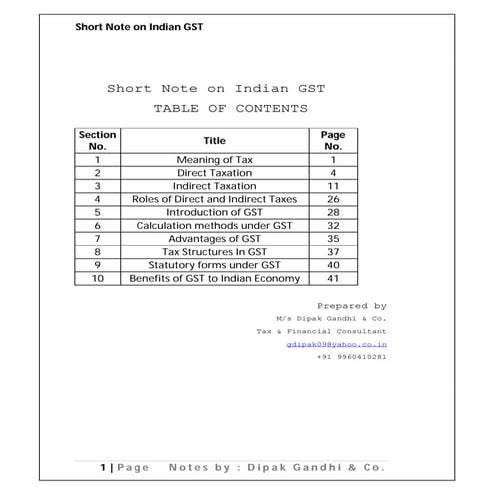 Short notes on indian gst | PDF