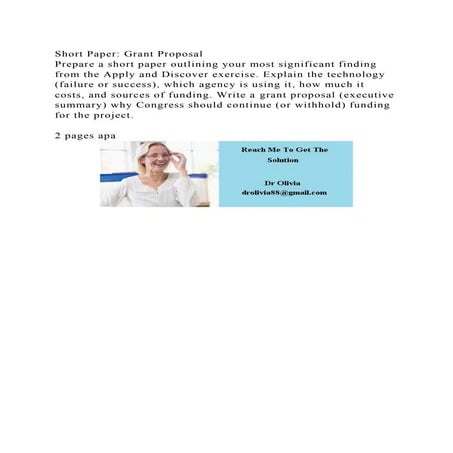 Short Paper Grant ProposalPrepare a short paper outlining your mo.docx