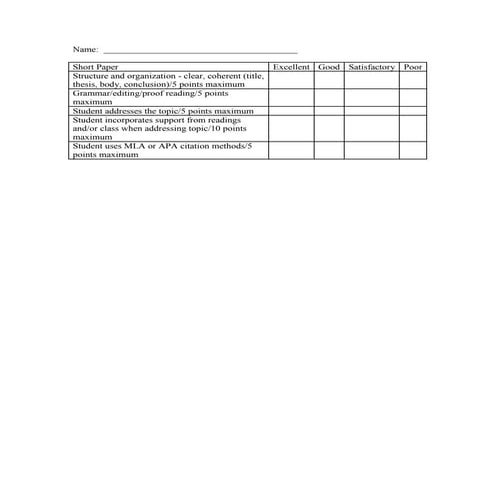 Short paper rubric | DOCX