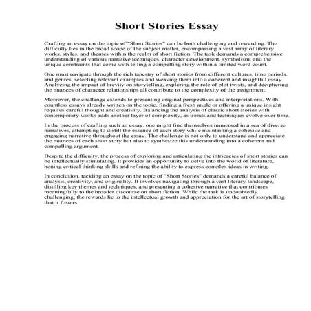 Short Stories Essay | PDF