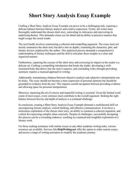 Short Story Essay Examples | PDF | Books and Literature