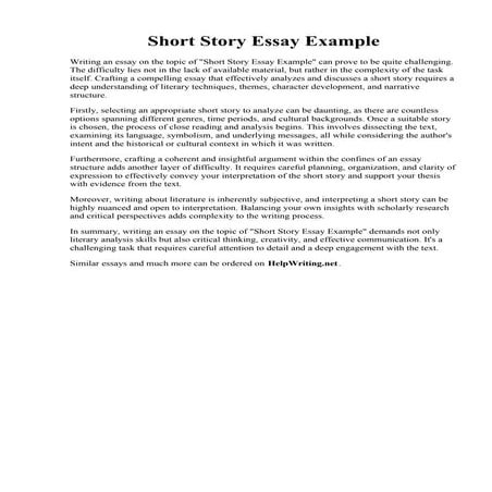 Short Story Essay Example | PDF