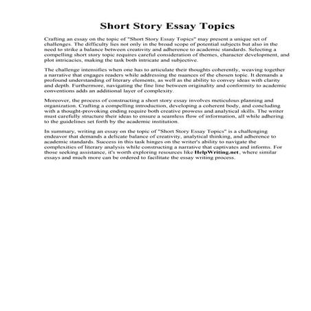 Short Story Essay Topics | PDF | Parenting | Family and Relationships