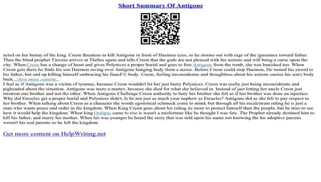 Antigone And Creon Argument