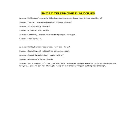 Short telephone dialogues | DOCX | Telecommunications Industry | Industries